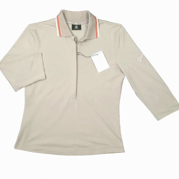 Bogner | Tops | New Bogner Pattie Womens Polo Shirt Tan 34 Sleeve ...